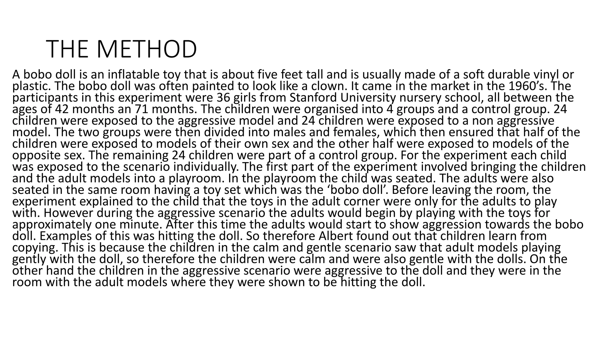 Bobo doll experiment | PPTX