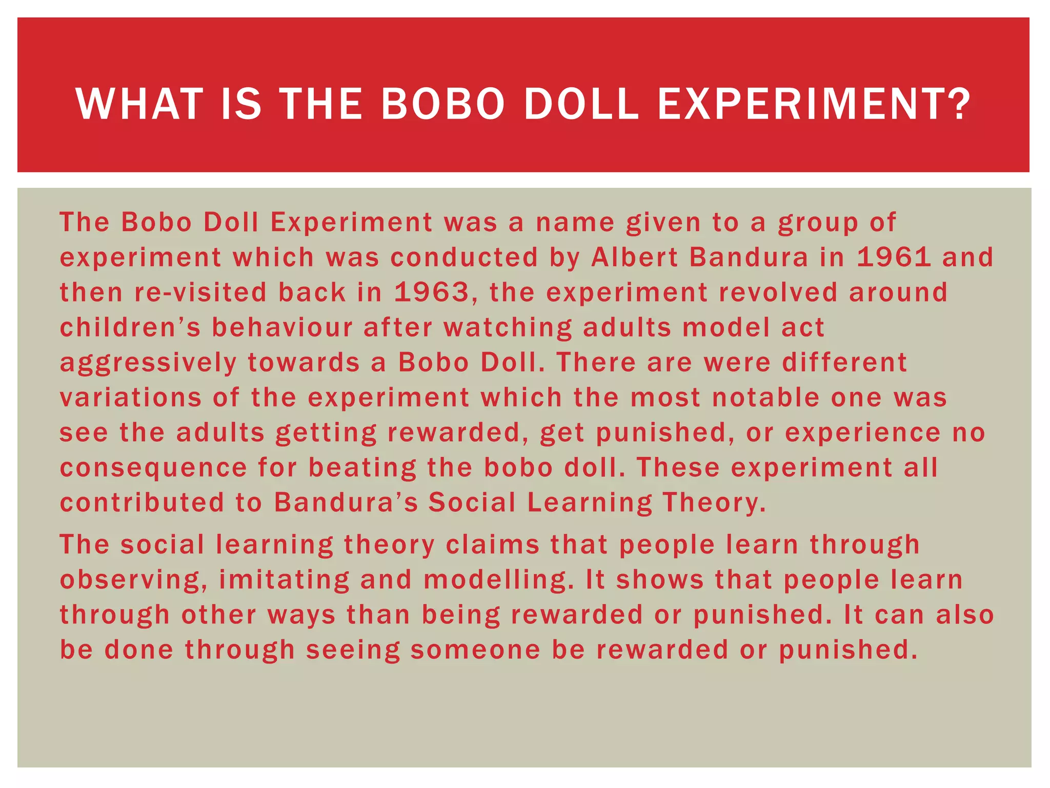 Bobo doll experiment | PPTX