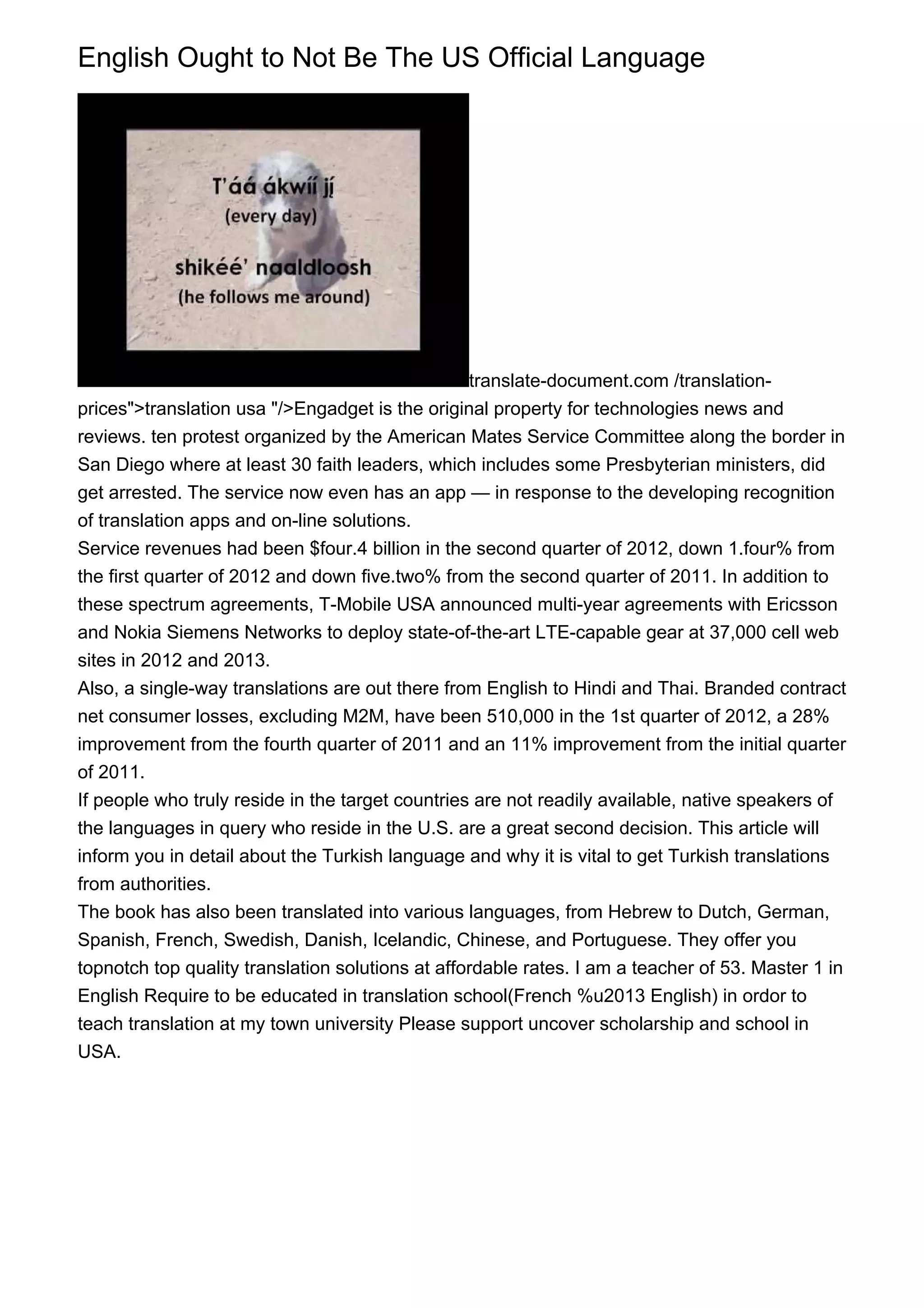 English Ought to Not Be The US Official Language | PDF