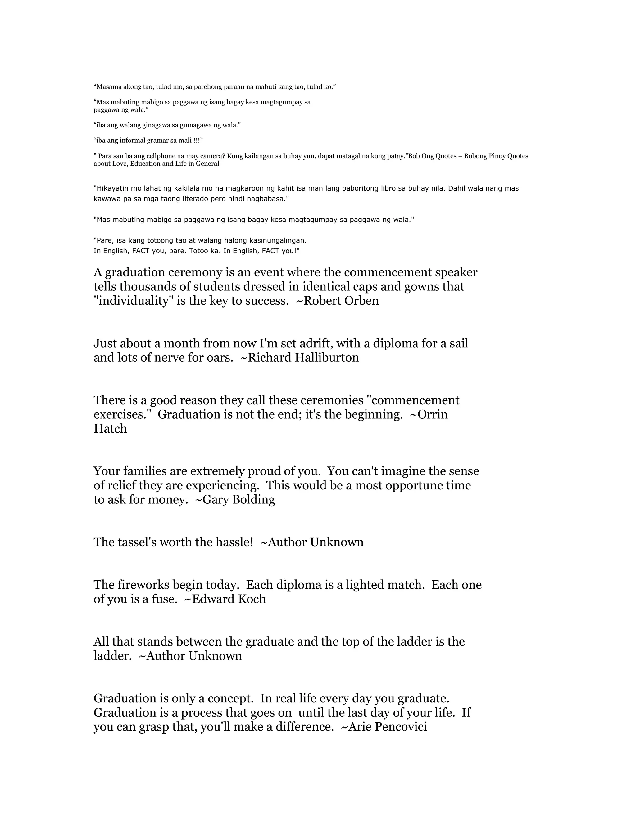 Bob ong love quotes | DOC