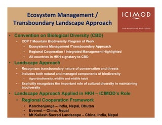 Ecosystems Management Landscape Approaches for Mitigation and ...
