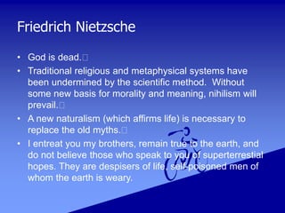 nietzsche life and works but more of existentialism | PPTX