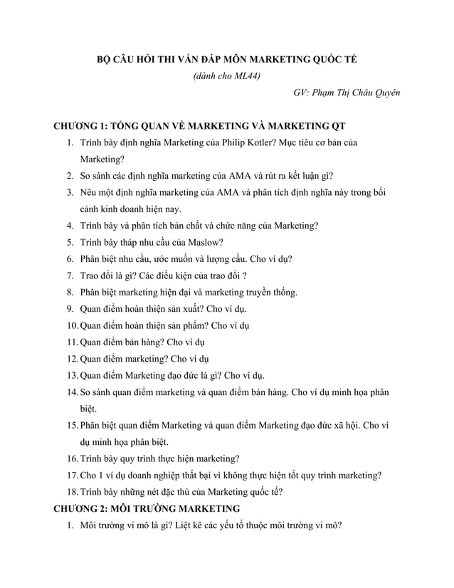 Bo cau hoi thi van dap mon mar qt ml64 | PDF