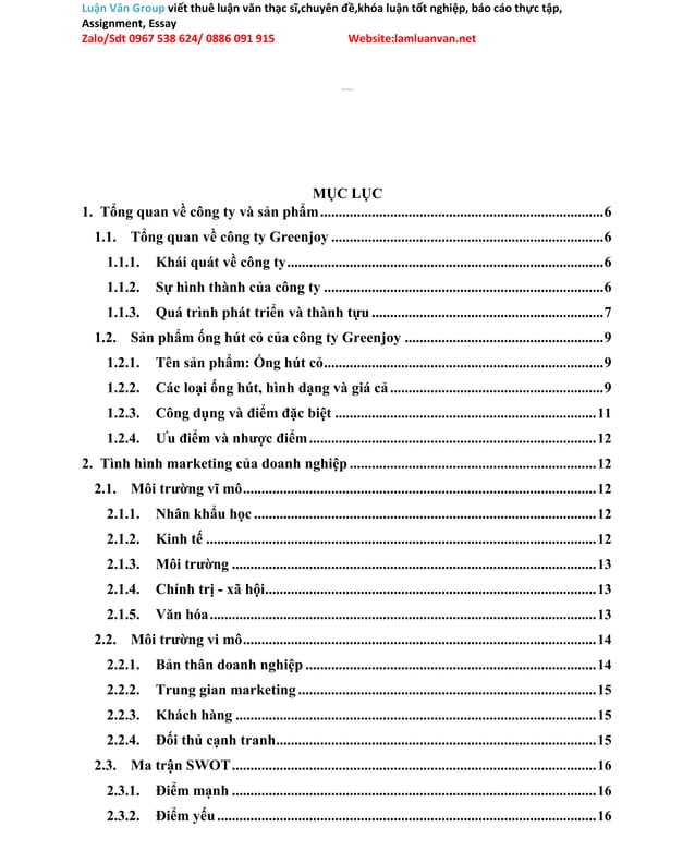 Báo cáo bài tập Quản trị Marketing Kế hoạch marketing cho ống hút cỏ ...