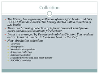 Botswana College of Distance and Open Learning Library Orientation-Maun ...