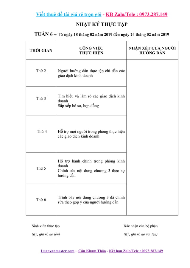 Báo Cáo Nhật Ký Thực Tập Ngành Quản Trị Kinh Doanh.doc
