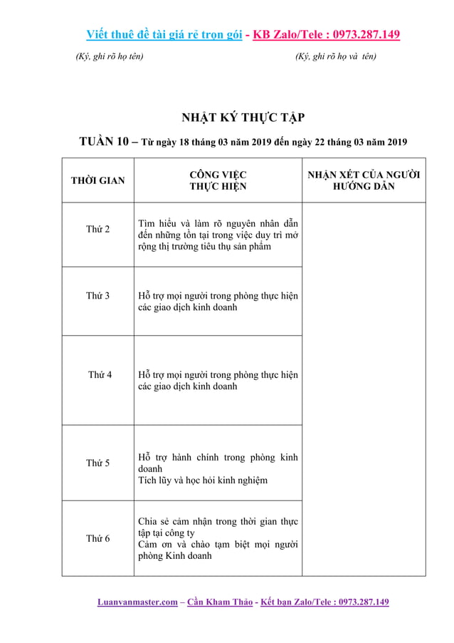 Báo Cáo Nhật Ký Thực Tập Ngành Quản Trị Kinh Doanh.doc