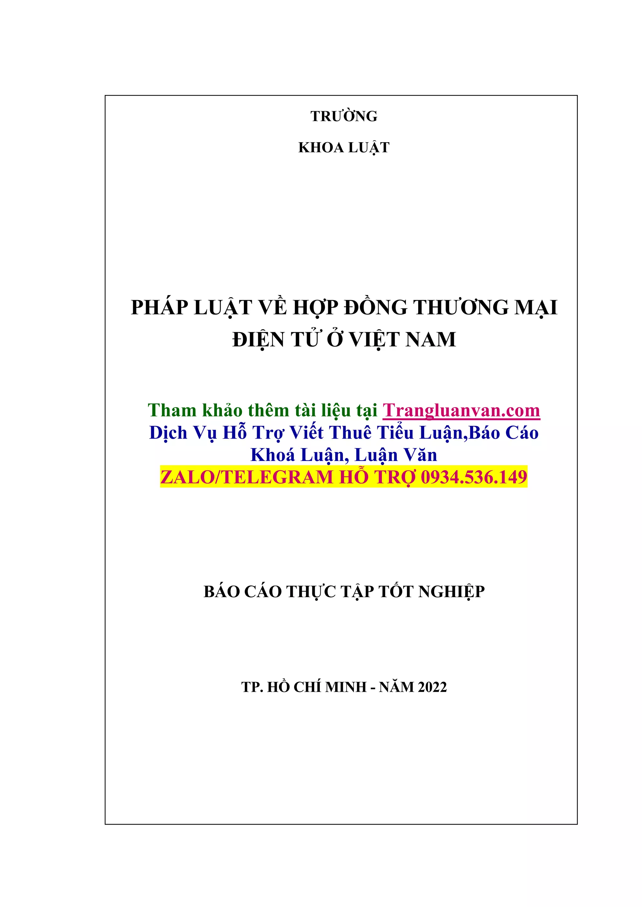 Báo Cáo Pháp Luật Về Hợp Đồng Thương Mại Điện Tử Ở Việt Nam | DOC