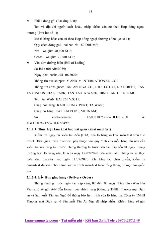 Báo Cáo Tổ Chức Thực Hiện Nghiệp Vụ Giao Nhận Hàng Hóa Kinh Doanh Nhập Khẩu Bằng Đường Biển.docx