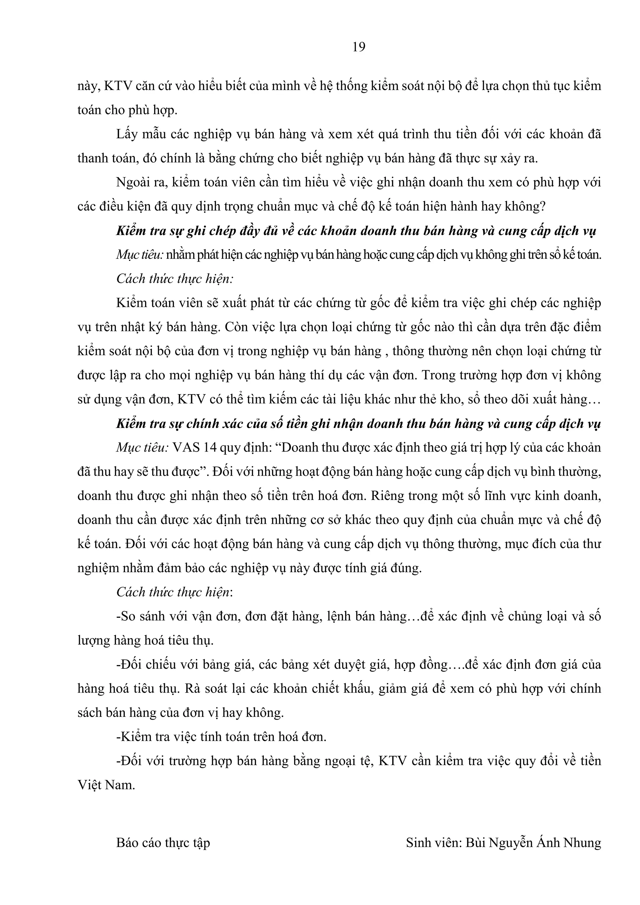 BCTT - Quy Trình Kiểm Toán Doanh Thu Và Nợ Phải Thu Trong Kiểm Toán Báo Cáo Tài Chính Tại Công ...