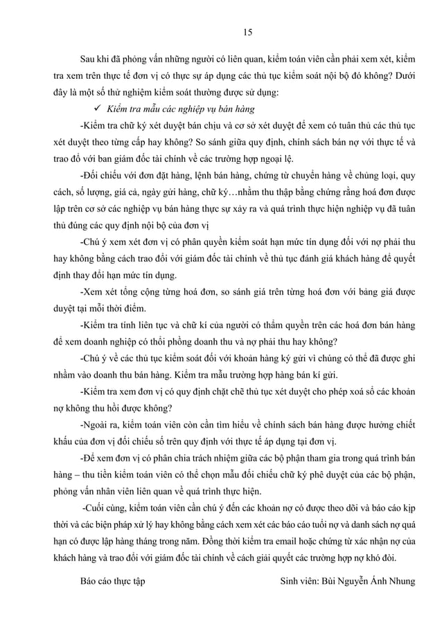 BCTT - Quy Trình Kiểm Toán Doanh Thu Và Nợ Phải Thu Trong Kiểm Toán Báo Cáo Tài Chính Tại Công ...