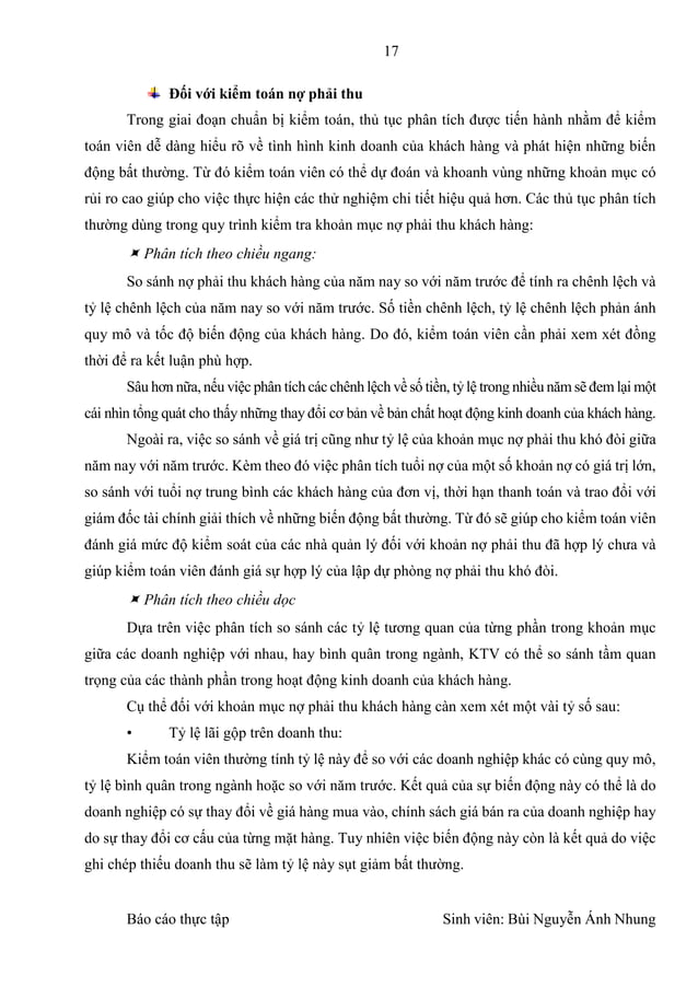 BCTT - Quy Trình Kiểm Toán Doanh Thu Và Nợ Phải Thu Trong Kiểm Toán Báo Cáo Tài Chính Tại Công ...