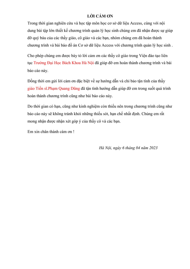 Báo Cáo Thực Tập Hệ Quản Trị Cơ Sở Dữ Liệu Access.doc