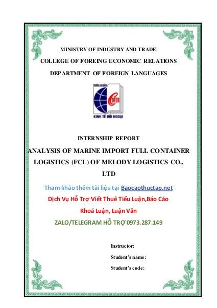 Báo cáo thực tập Internship Report tại công ty Logistics | DOCX