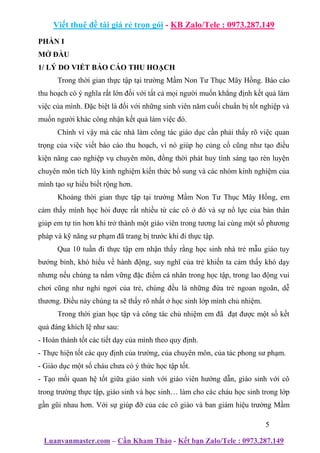 Báo cáo thực tập Khoa Sư phạm mầm non Trường Cao đẳng Sư phạm Hà Tây.doc