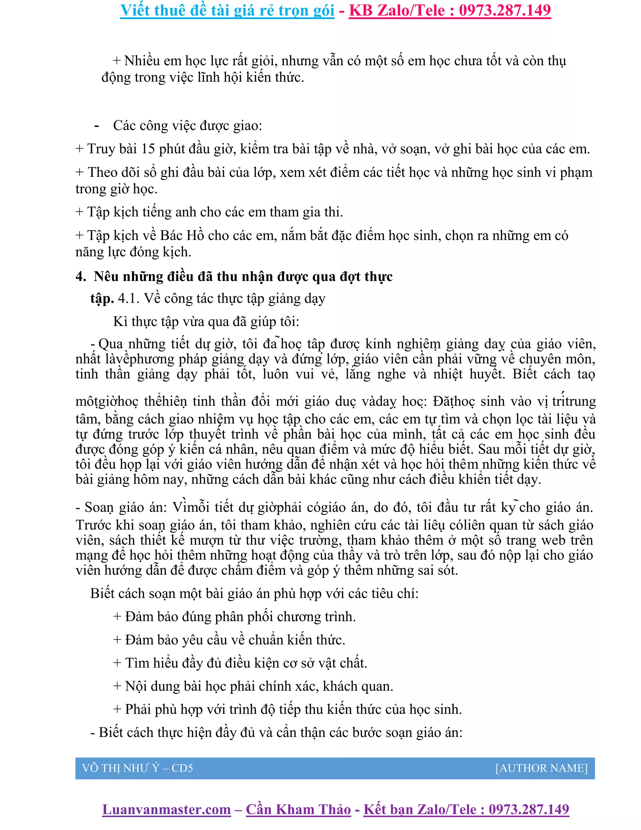 Báo cáo thực tập Khoa Sư phạm trung học Trường Cao đẳng Sư phạm Trung Ương TpHCM.doc