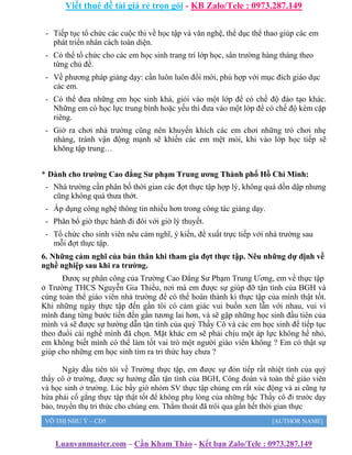 Báo cáo thực tập Khoa Sư phạm trung học Trường Cao đẳng Sư phạm Trung Ương TpHCM.doc