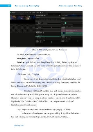 Báo cáo thực tập Lập trình game trên Unity | PDF