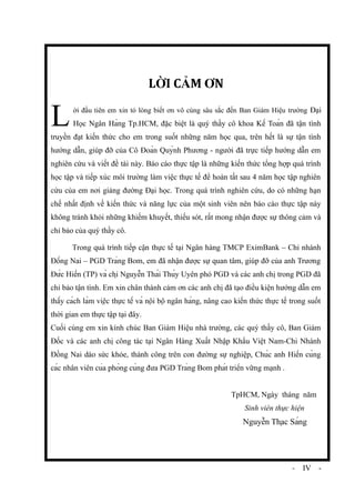 Báo cáo thực tập ngân hàng tmcp exim bank – chi nhánh đồng nai – pgd trảng bom | PDF