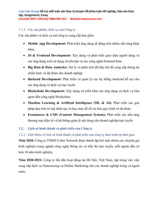 Báo cáo thực tập tại Công ty TNHH Cyber Network | DOCX