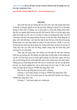 Báo cáo thực tập tại Công ty TNHH Xây dựng Duy Tiến | DOC