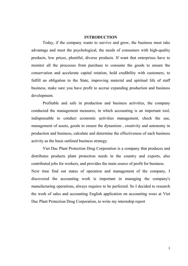 Báo Cáo Thực Tập Tiếng Anh Tại Phòng Kế Toán Tại Công Ty | DOCX