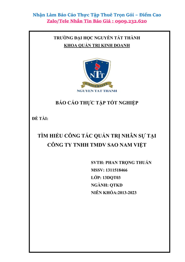 Báo Cáo Thực Tập Tốt Nghiệp Khoa Quản Trị Kinh Doanh. | DOCX