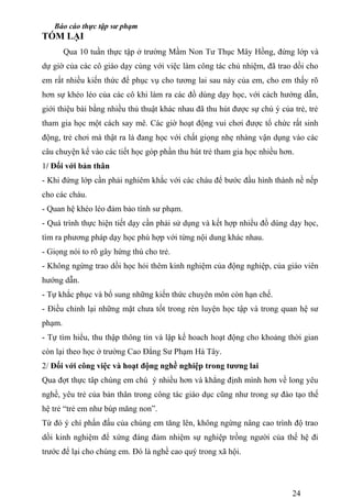 Báo cáo thực tập tốt nghiệp tại trường mầm non tư thục mây hồng | DOC