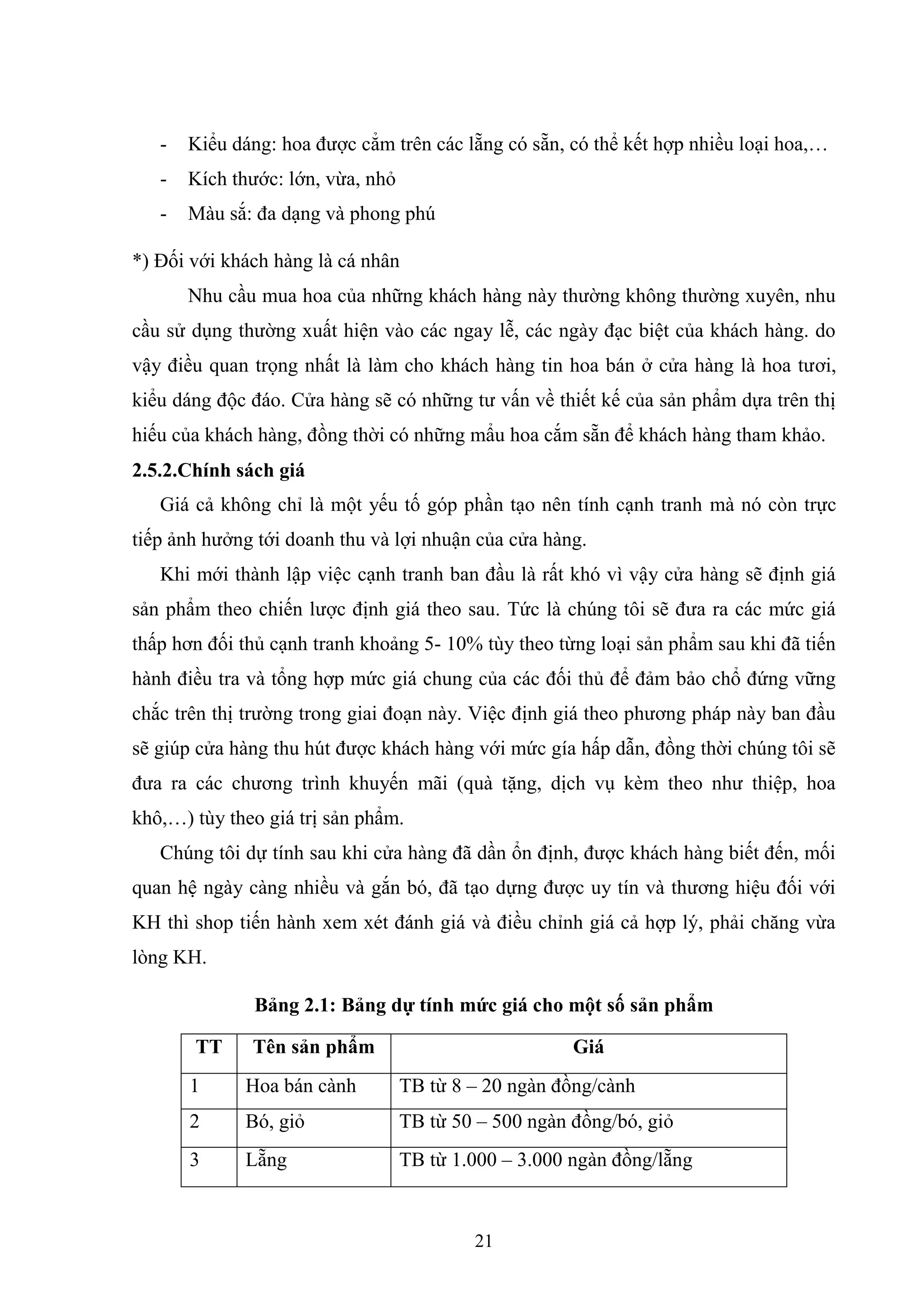 Báo cáo thực tập xây dựng kế hoạch kinh doanh cửa hàng hoa tươi tại công ty Hoa Xinh.docx