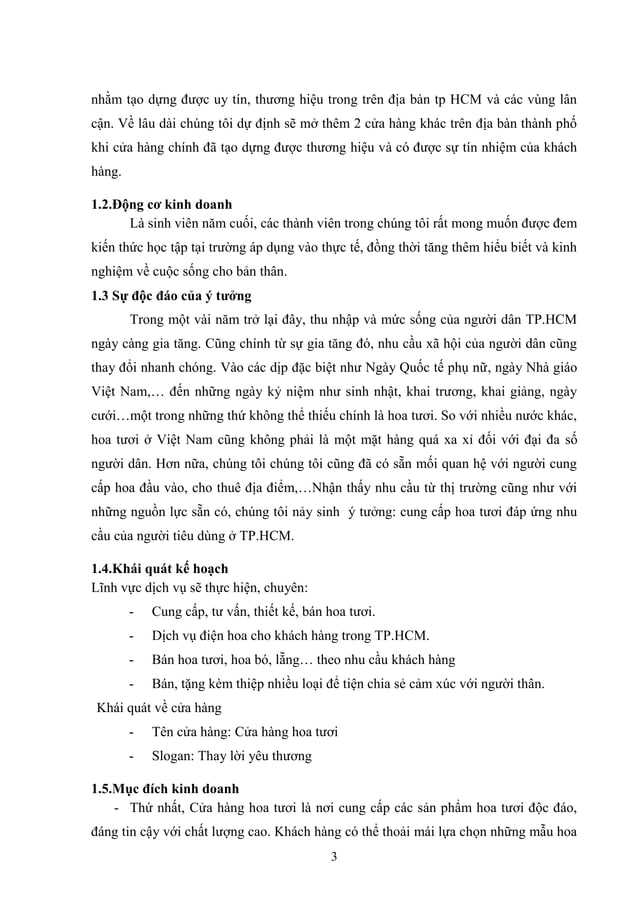 Báo cáo thực tập xây dựng kế hoạch kinh doanh cửa hàng hoa tươi tại công ty Hoa Xinh.docx