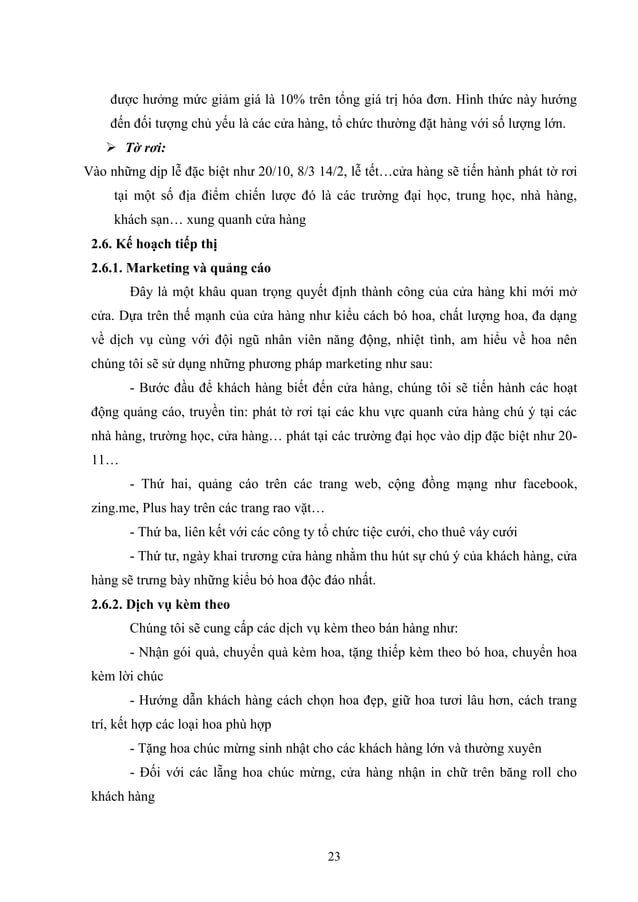 Báo cáo thực tập xây dựng kế hoạch kinh doanh cửa hàng hoa tươi tại công ty Hoa Xinh.docx