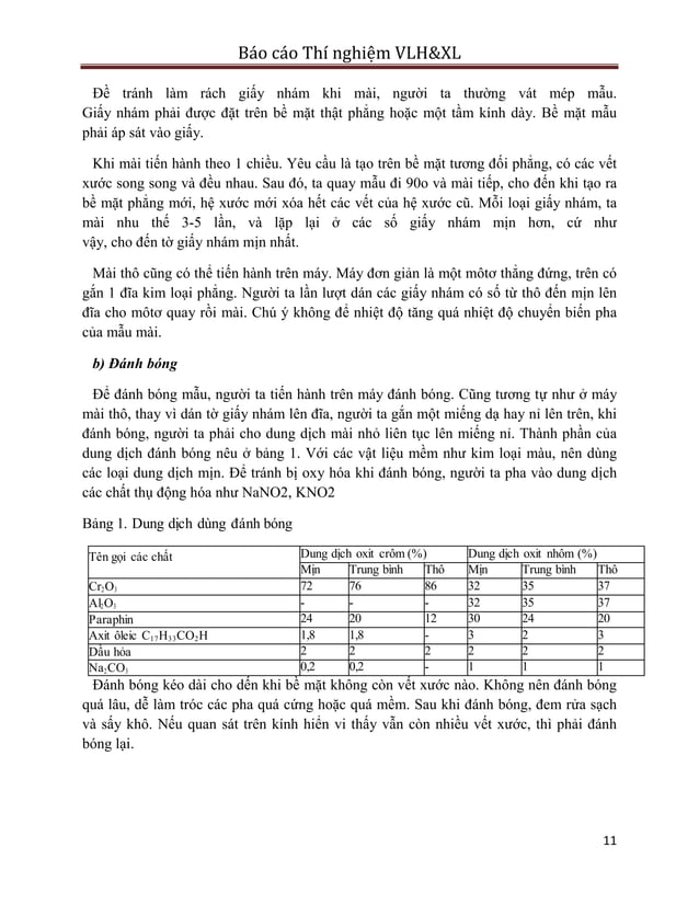 Báo cáo thí nghiệm Vật liệu học | PDF