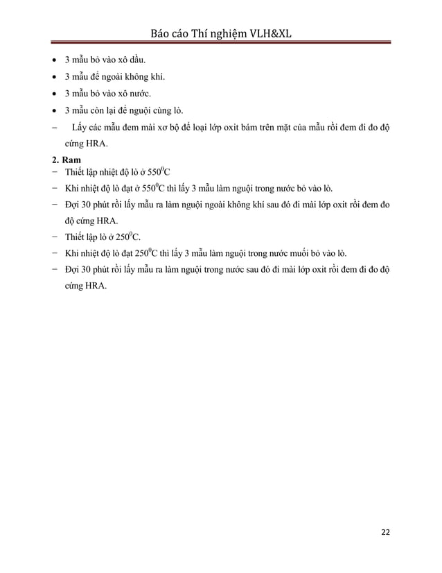 Báo cáo thí nghiệm Vật liệu học | PDF