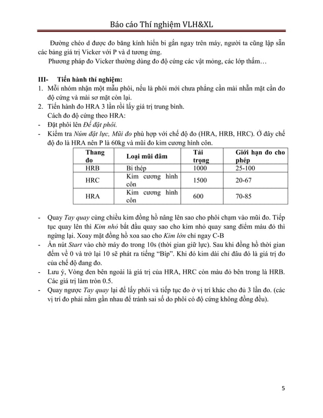 Báo cáo thí nghiệm Vật liệu học | PDF