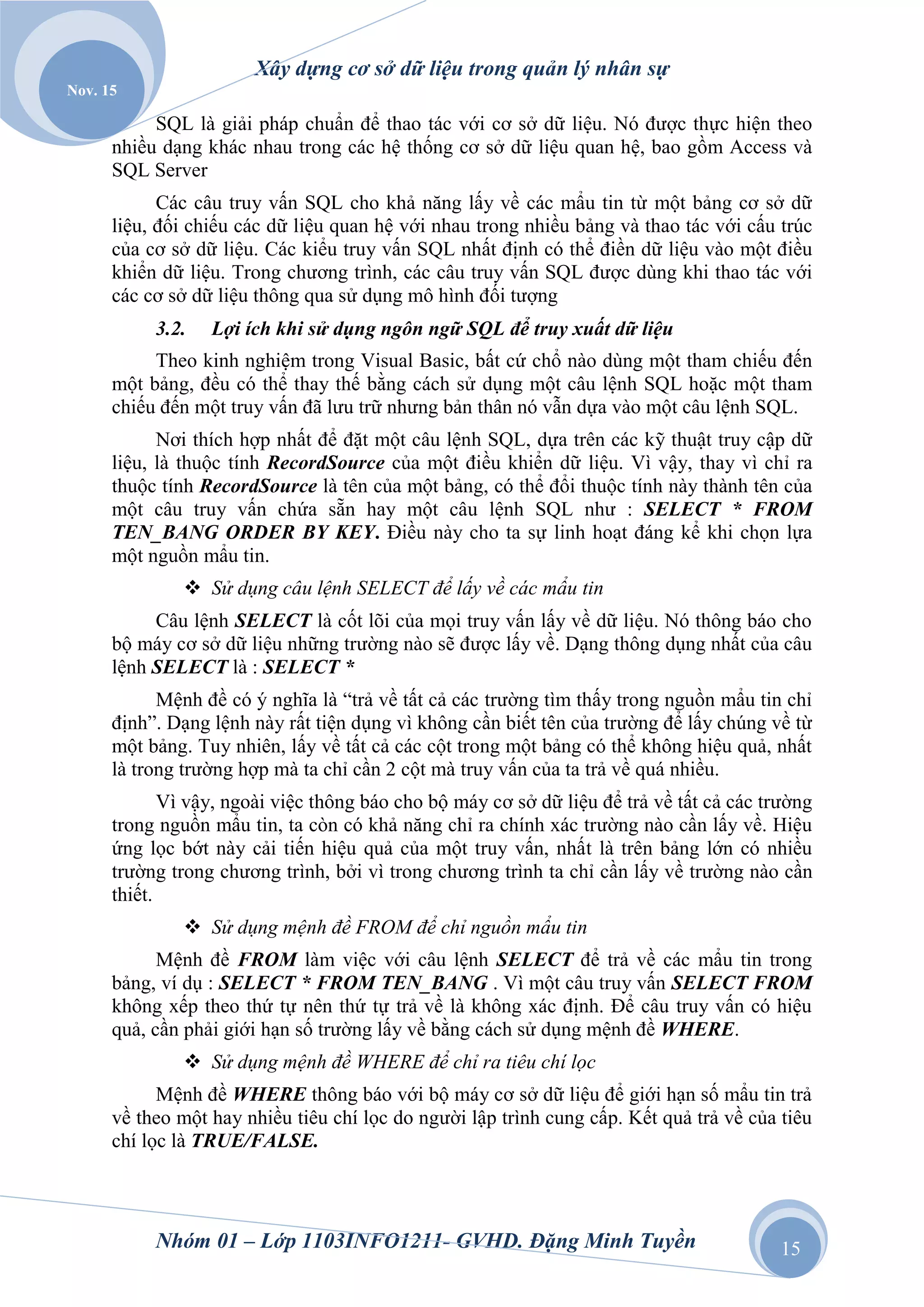 Xây dựng cơ sở dữ liệu trong quản lý nhân sự | DOCX