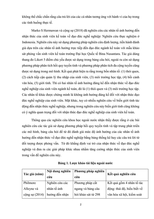 BÁO CÁO ĐỀ TÀI CÁC NHÂN TỐ ẢNH HƯỞNG ĐẾN NHẬN THỨC VỀ ĐẠO ĐỨC NGHỀ NGHIỆP CỦA SINH VIÊN NGÀNH KẾ ...