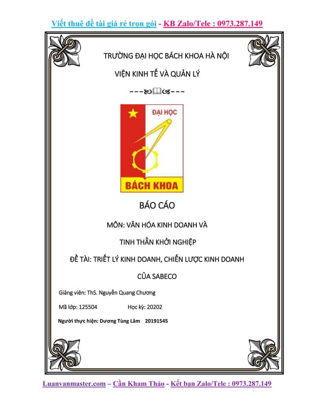 Báo cáo Triết lý kinh doanh, chiến lược kinh doanh của SABECO.docx