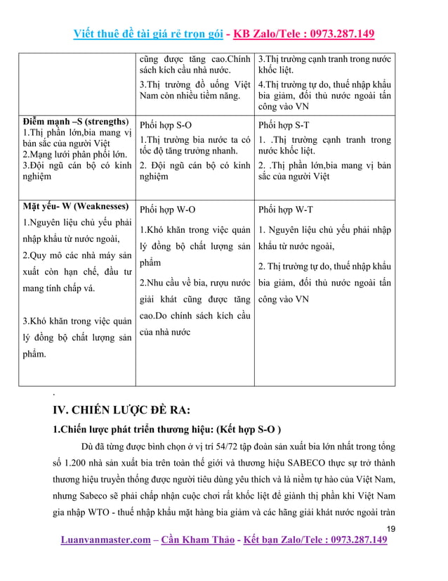 Báo cáo Triết lý kinh doanh, chiến lược kinh doanh của SABECO.docx