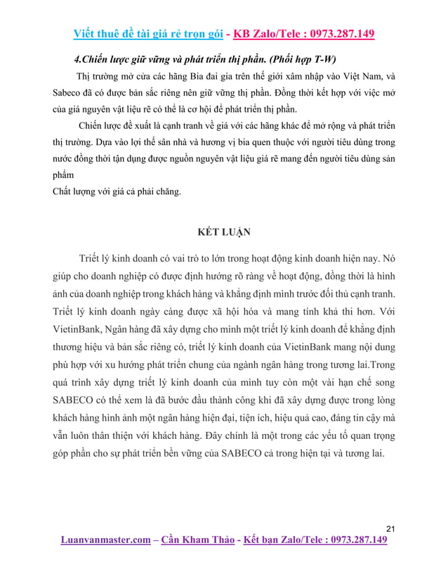 Báo cáo Triết lý kinh doanh, chiến lược kinh doanh của SABECO.docx
