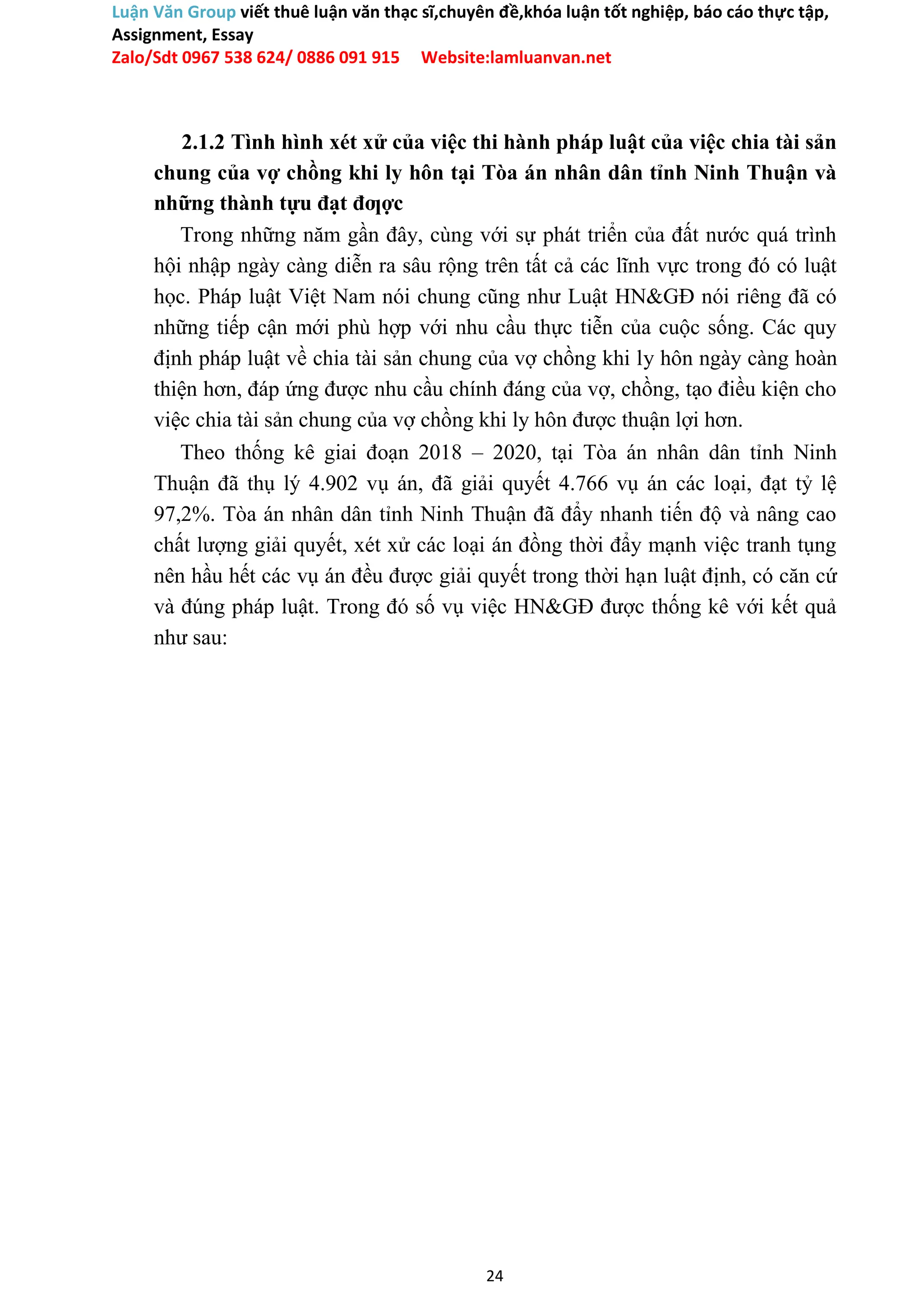 Báo cáo tốt nghiệp Chia tài sản chung của vợ chồng khi ly hôn – Thực ...