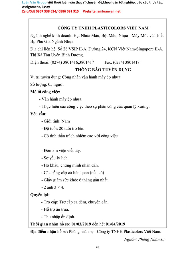 Báo cáo tốt nghiệp Nâng cao chất lượng quy trình tuyển dụng nhân sự tại công ty TNHH ...