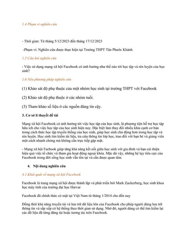 Báo cáo về ảnh hưởng Facebook đến tình hình học tập của học sinh TPK.docx