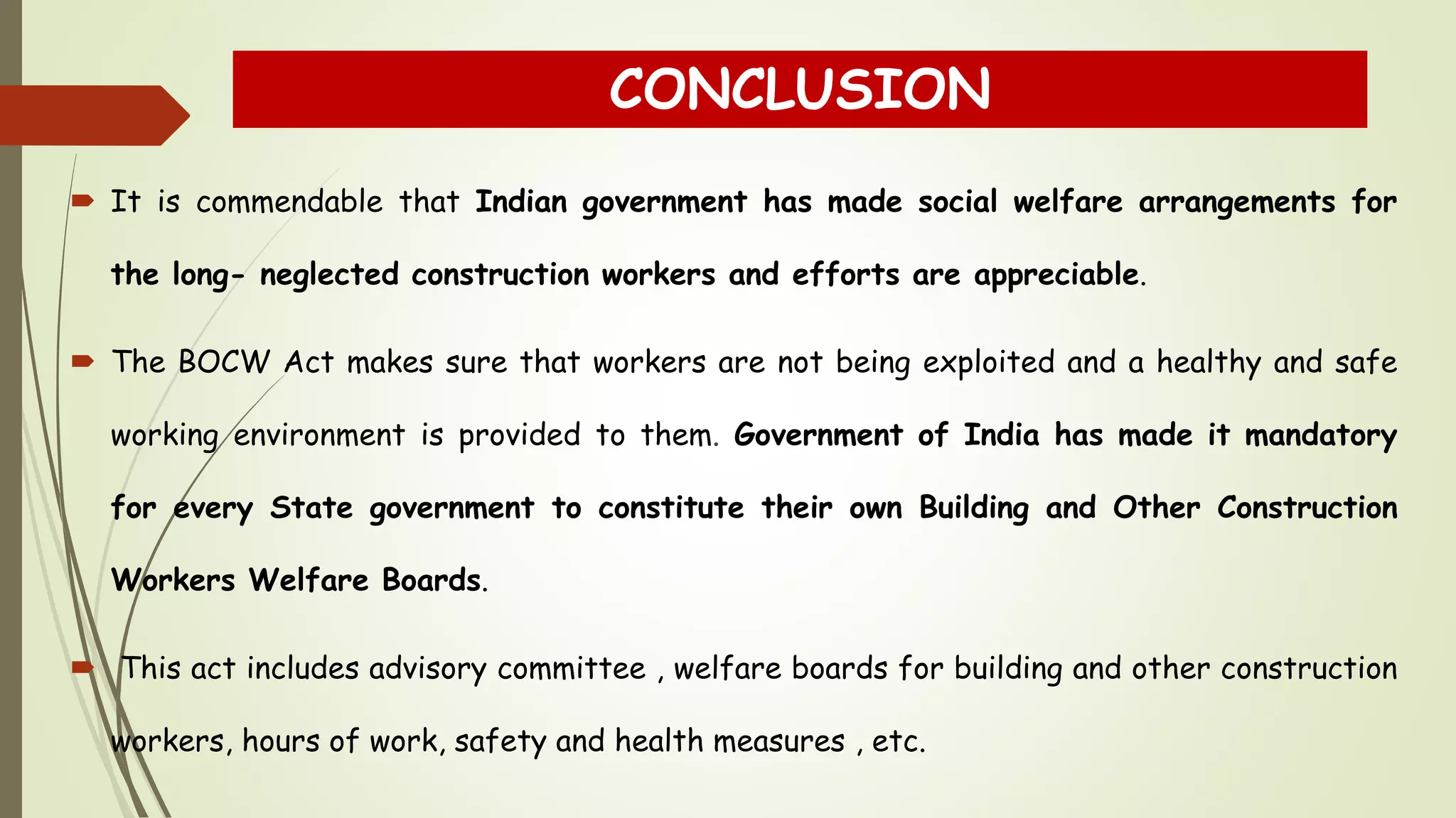 Building and Other Construction Workers Act, 1996 | PPTX