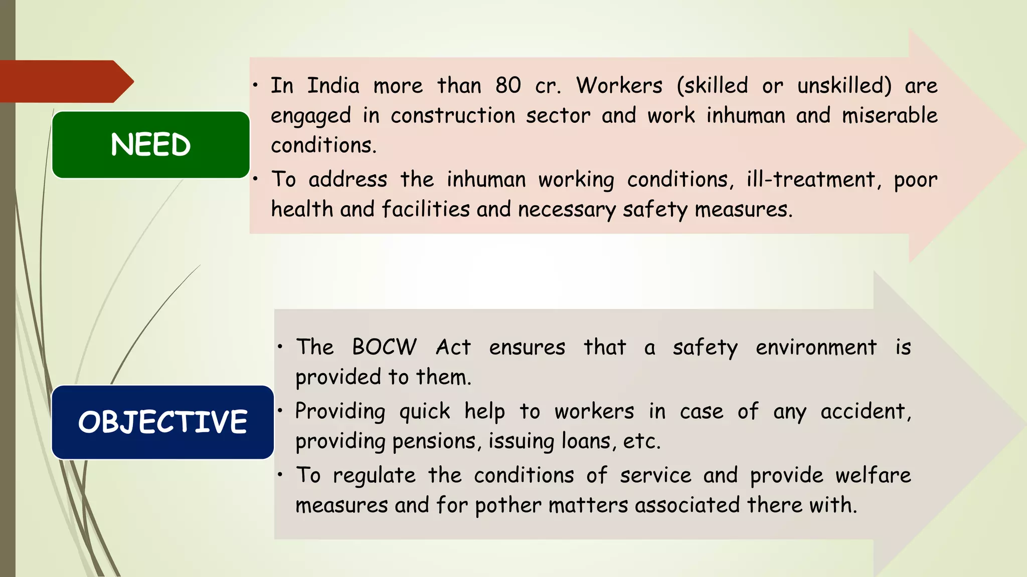 Building and Other Construction Workers Act, 1996 | PPTX
