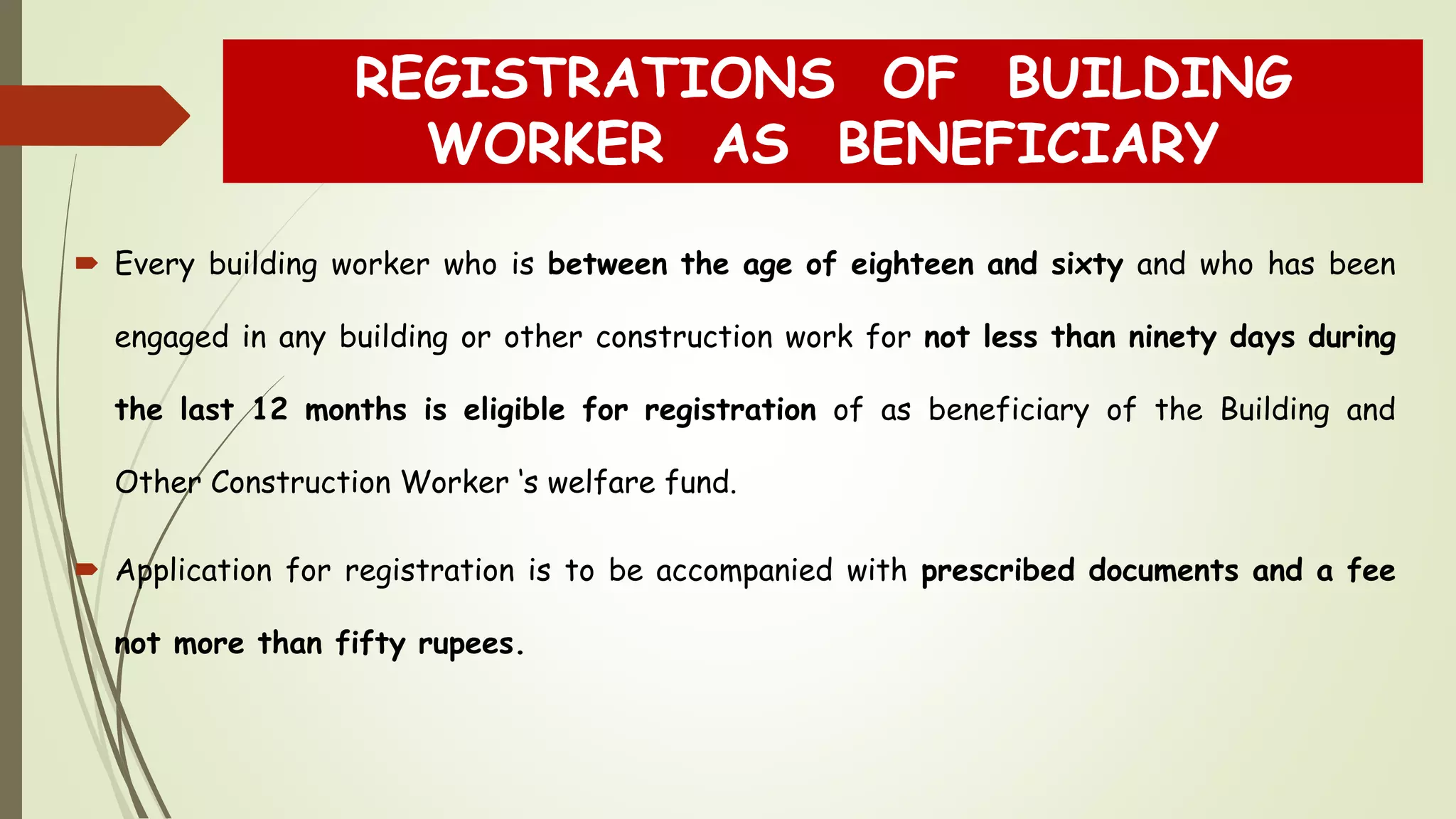 Building and Other Construction Workers Act, 1996 | PPTX