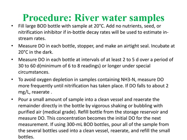 BOD Analysis as per APHA Manual | PPTX | Chemistry | Science
