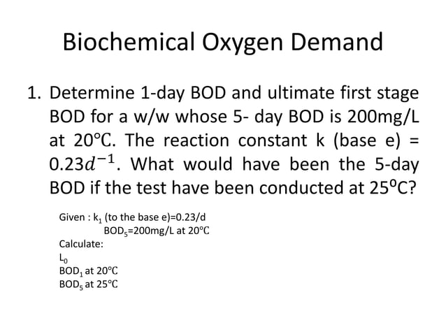 Biochemical Oxygen Demand (BOD) | PPTX