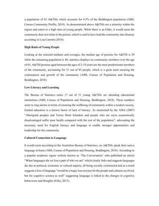 Boddington Aboriginal and TSI Community Profile Report 2018 | PDF