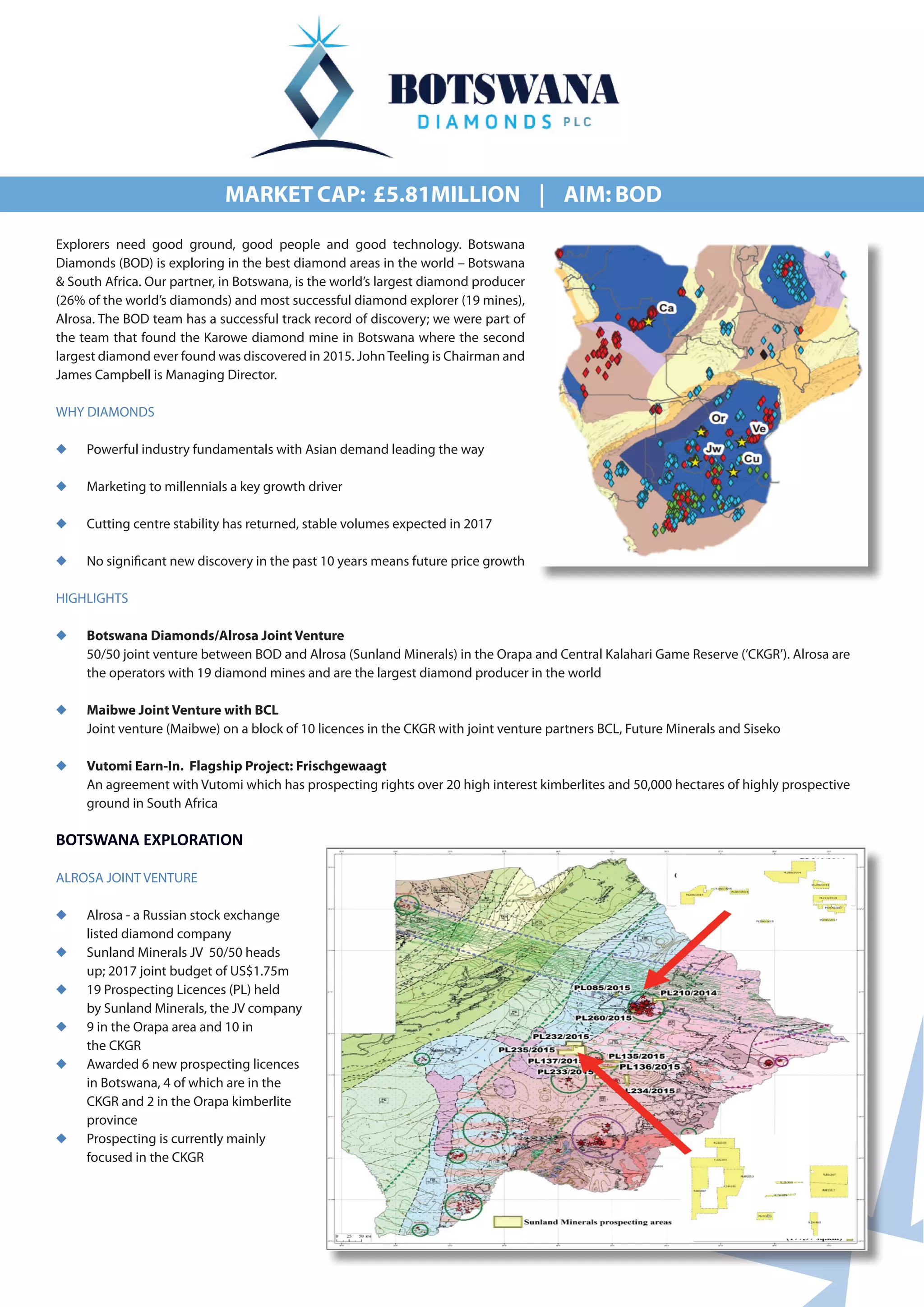Botswana Diamonds plc Fact Sheet | PDF