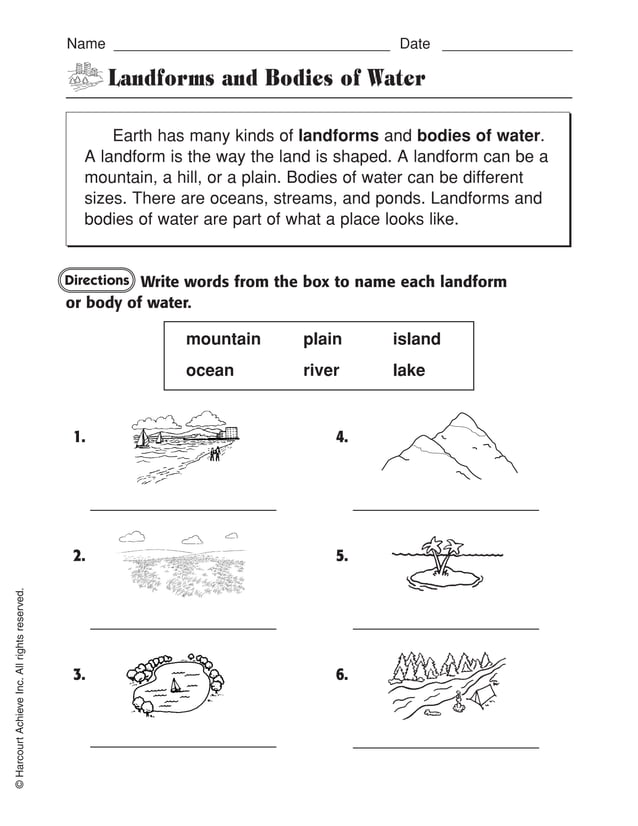 Bodies of water and landforms | PDF